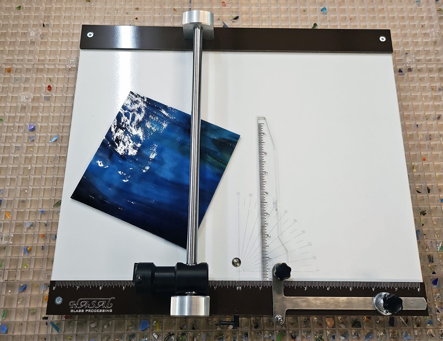 Hasal Glass Cutter with Bridge and Table for Strips and Geometric Shapes