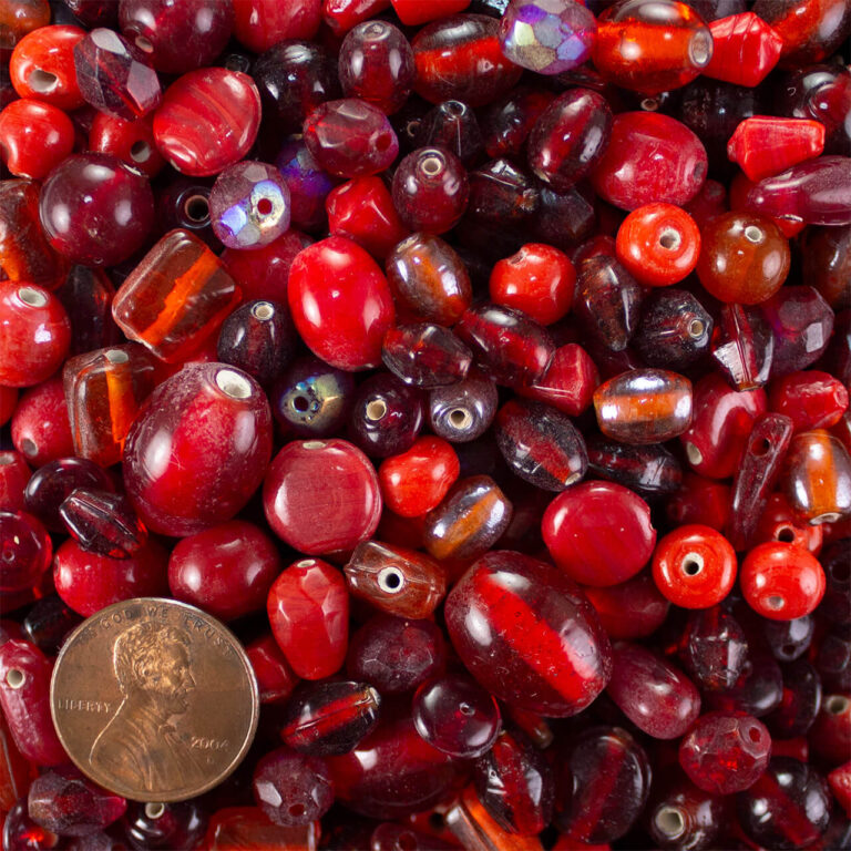 Red Assortment Small Glass Beads 2oz (60+)