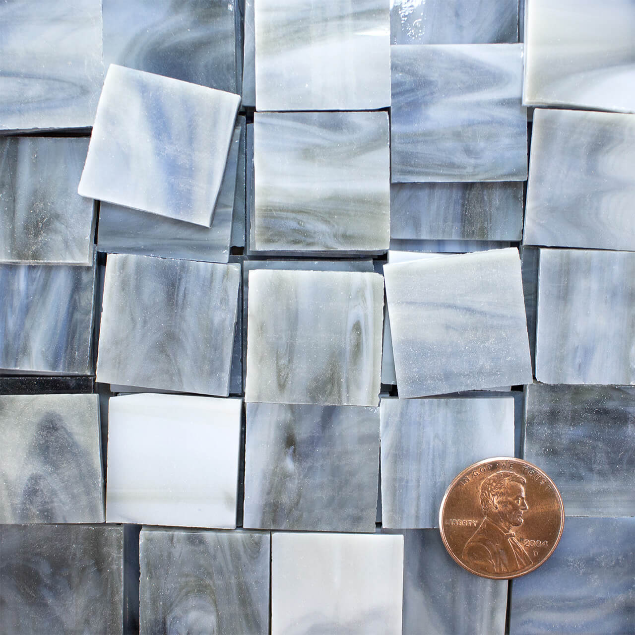 Light Grey Stained Glass Mosaic Tiles 3/4